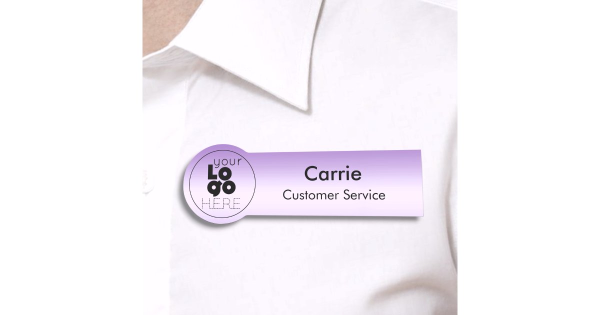 Custom Round Logo Metallic Violet Purple Name Tag | Zazzle