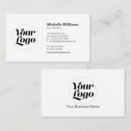 Custom Round Logo Professional Modern Simple Busin Business Card | Zazzle