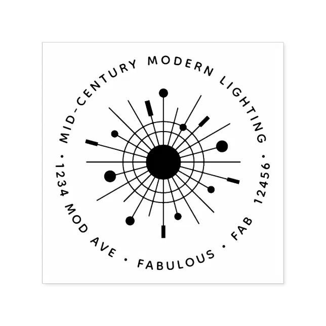 Custom Round Mid-Century Modern Company With Logo Self-inking Stamp ...