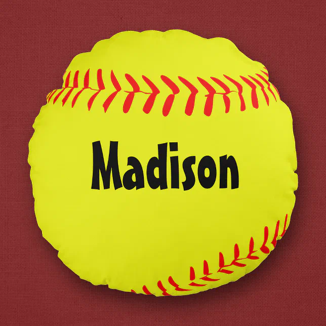 Custom Round Softball Pillow | Zazzle