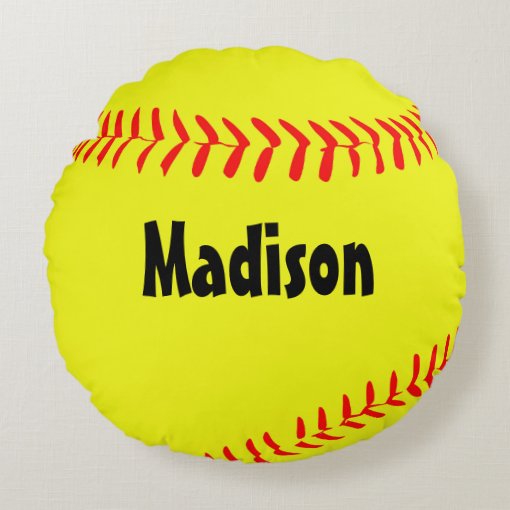 Custom Round Softball Pillow | Zazzle