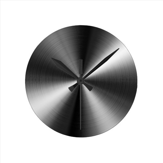 Custom Round Stainless Steel Look Clock | Zazzle.com