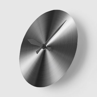 Custom Round Stainless Steel Look Clock | Zazzle