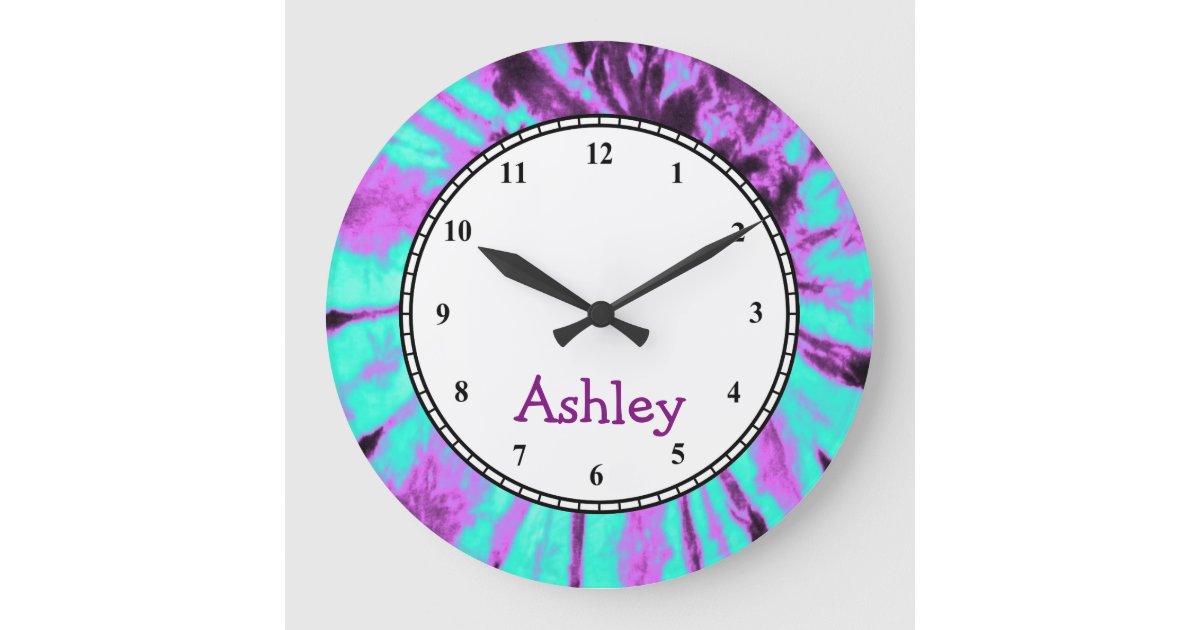Custom Round Tie Dye Large Clock | Zazzle