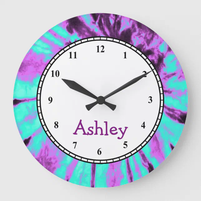 Custom Round Tie Dye Large Clock | Zazzle