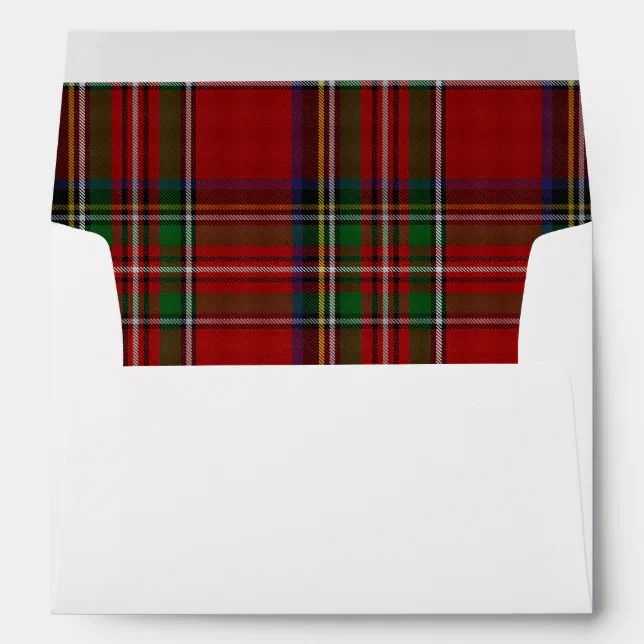 Custom Royal Stewart Plaid Lined Wedding Envelope | Zazzle