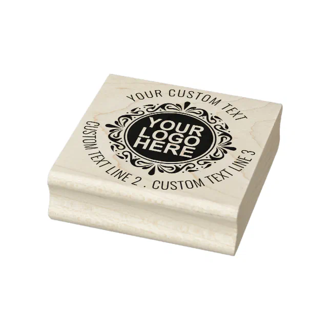 Custom Rubber Stamp - Simple Round with Logo | Zazzle