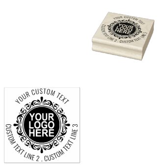 Custom Rubber Stamp - Simple Round with Logo | Zazzle