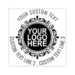 Custom Rubber Stamp - Simple Round with Logo | Zazzle