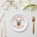 Custom Rudolph the reindeer Christmas party plates | Zazzle