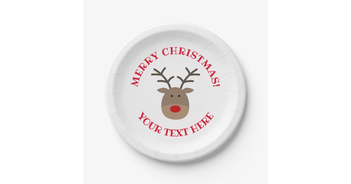 Custom Rudolph the reindeer Christmas party plates | Zazzle