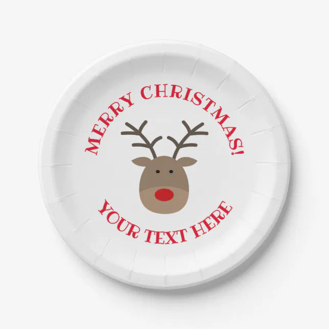 Custom Rudolph the reindeer Christmas party plates | Zazzle
