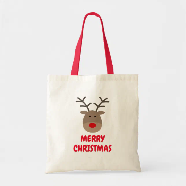 Custom Rudolph the reindeer Christmas tote bag | Zazzle