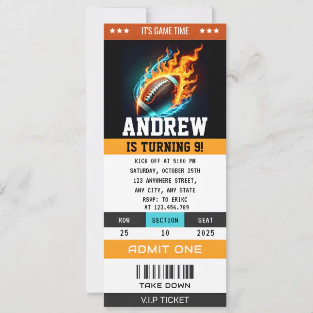 Custom Rugby Birthday Ticket Invitation | Zazzle