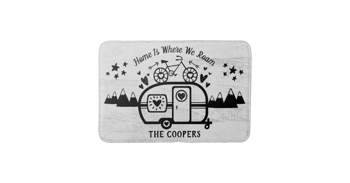 Custom Rustic Camping Camper Trailer Rv Lifestyle Bath Mat | Zazzle