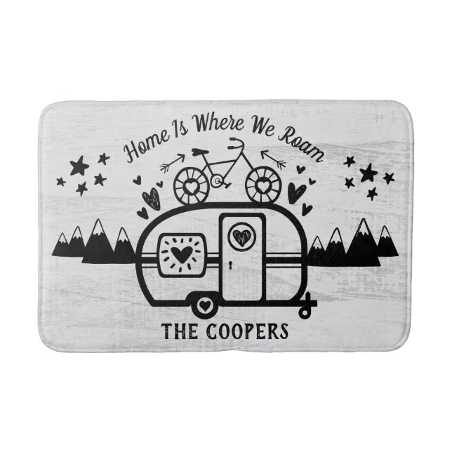Custom Rustic Camping Camper Trailer Rv Lifestyle Bath Mat | Zazzle