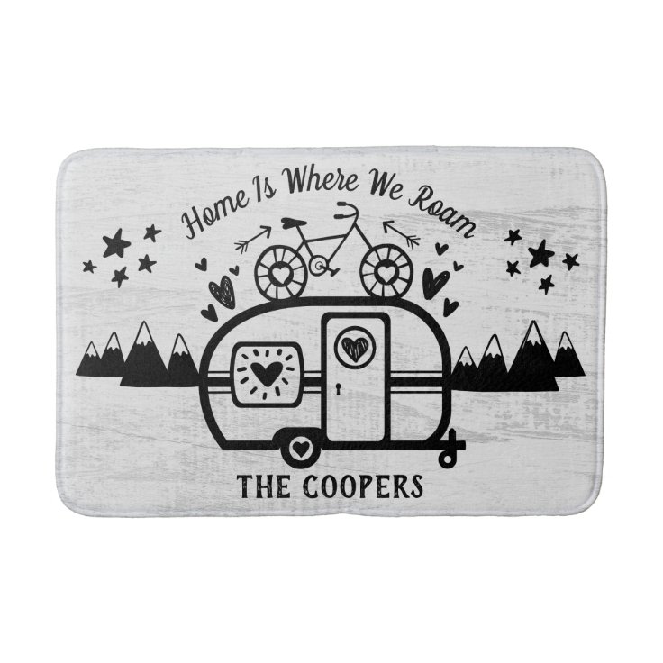 Custom Rustic Camping Camper Trailer Rv Lifestyle Bath Mat | Zazzle