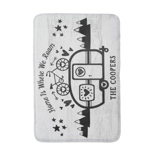 Custom Rustic Camping Camper Trailer Rv Lifestyle Bath Mat | Zazzle