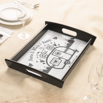 Custom Rustic Camping Camper Trailer Rv Lifestyle Serving Tray | Zazzle