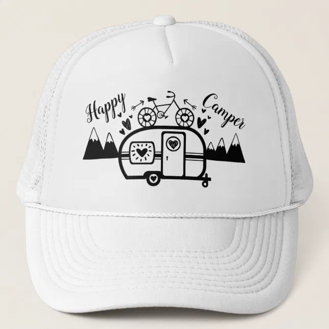 Custom Rustic Camping Happy Camper RV Trucker Hat | Zazzle