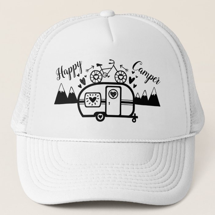 Custom Rustic Camping Happy Camper RV Trucker Hat | Zazzle.com