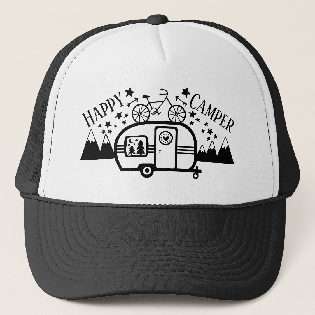 Custom Rustic Camping Happy Camper RV Trucker Hat | Zazzle