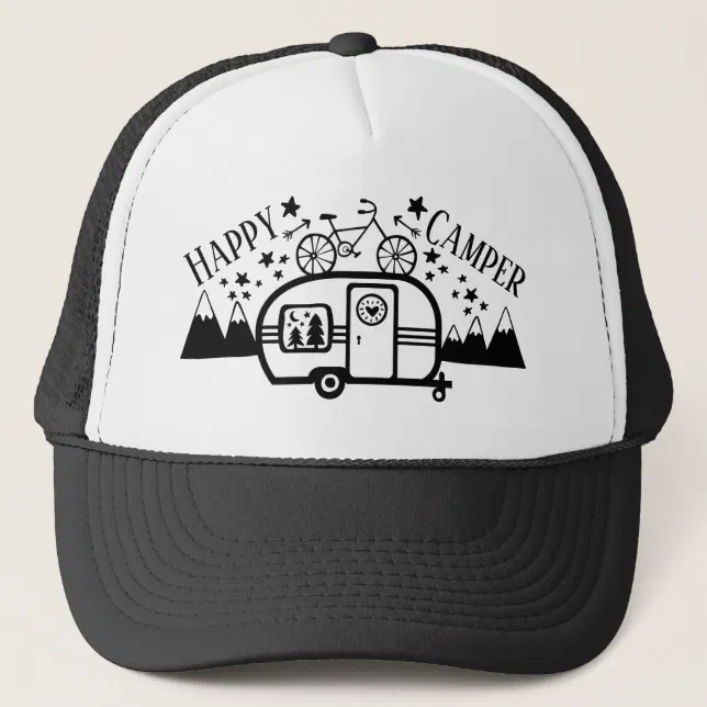Custom Rustic Camping Happy Camper RV Trucker Hat | Zazzle