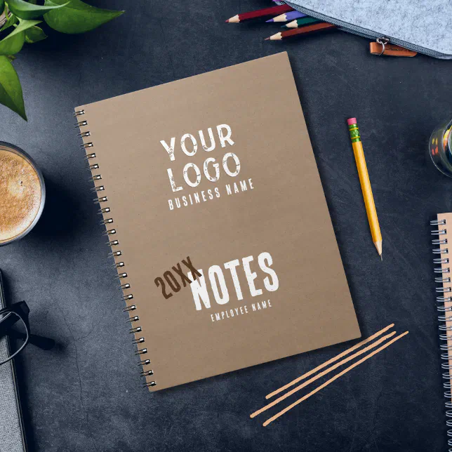 Custom Rustic Charm Kraft Paper Employee Business Notebook | Zazzle
