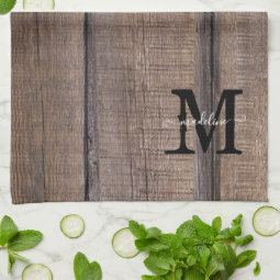 Custom Rustic Country Monogram Script Name Kitchen Towel | Zazzle