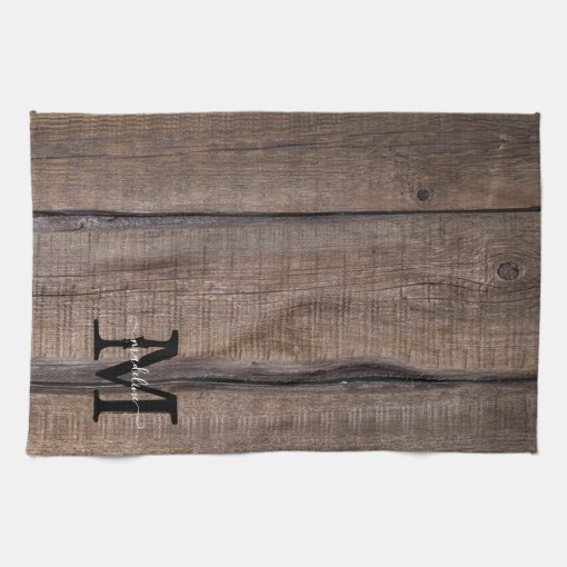 Custom Rustic Country Monogram Script Name Kitchen Towel | Zazzle