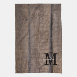 Custom Rustic Country Monogram Script Name Kitchen Towel | Zazzle