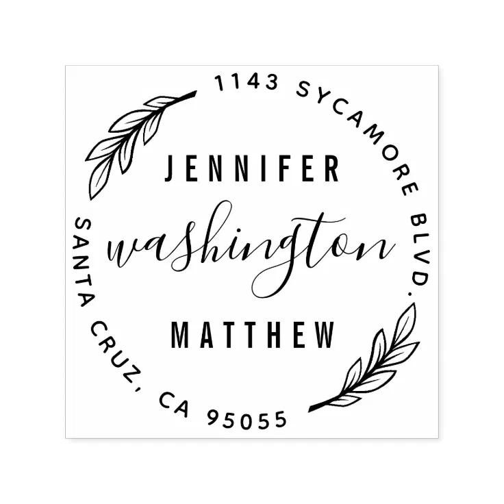 Custom Rustic Newly Wed Circular Return Address Self-inking Stamp | Zazzle