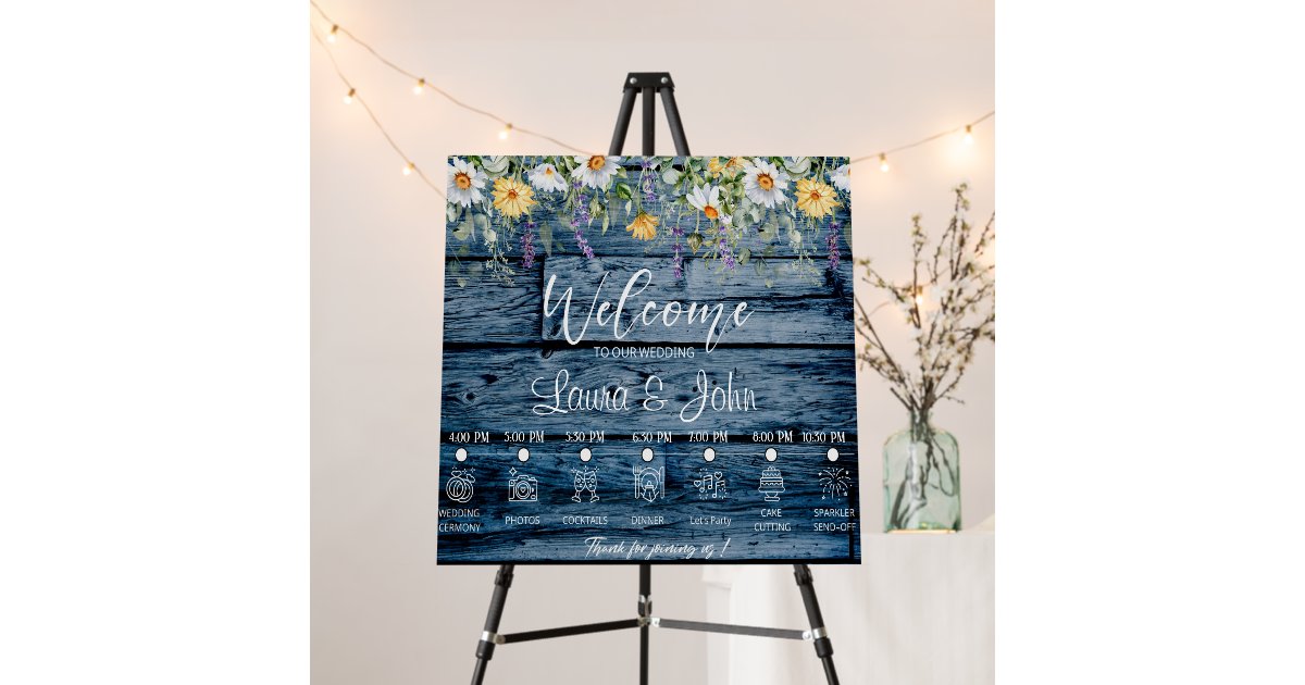 Custom Rustic Wedding Timeline Foam Board | Zazzle