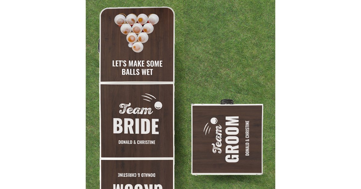 Custom Rustic Wood Wedding Fun Beer Pong Table | Zazzle