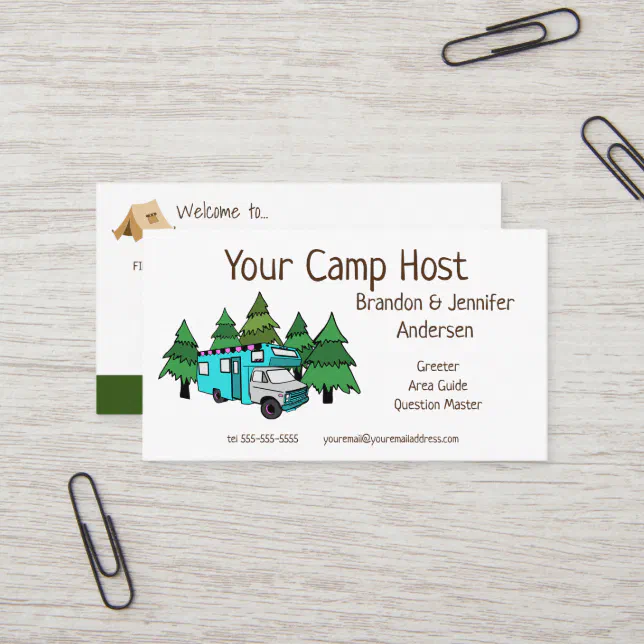 Custom RV Camp Host | Camping Business Card | Zazzle