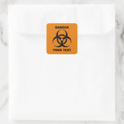 Custom Safety Orange Biohazard Symbol Warning Sign Square Sticker | Zazzle