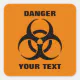 Custom Safety Orange Biohazard Symbol Warning Sign Square Sticker | Zazzle