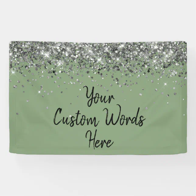 Custom Sage and Silver Birthday Party Photo Booth Banner | Zazzle
