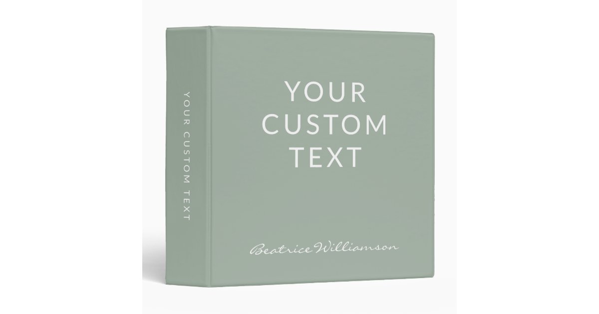 Custom Sage Green Simple Minimalist Script Name 3 Ring Binder | Zazzle