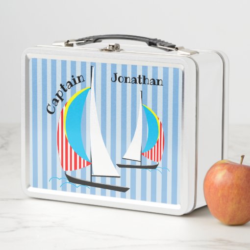 Custom Sail Away Nautical Design Metal Lunch Box | Zazzle
