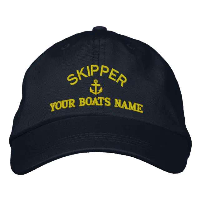 Custom sailing skipper captains embroidered baseball cap | Zazzle