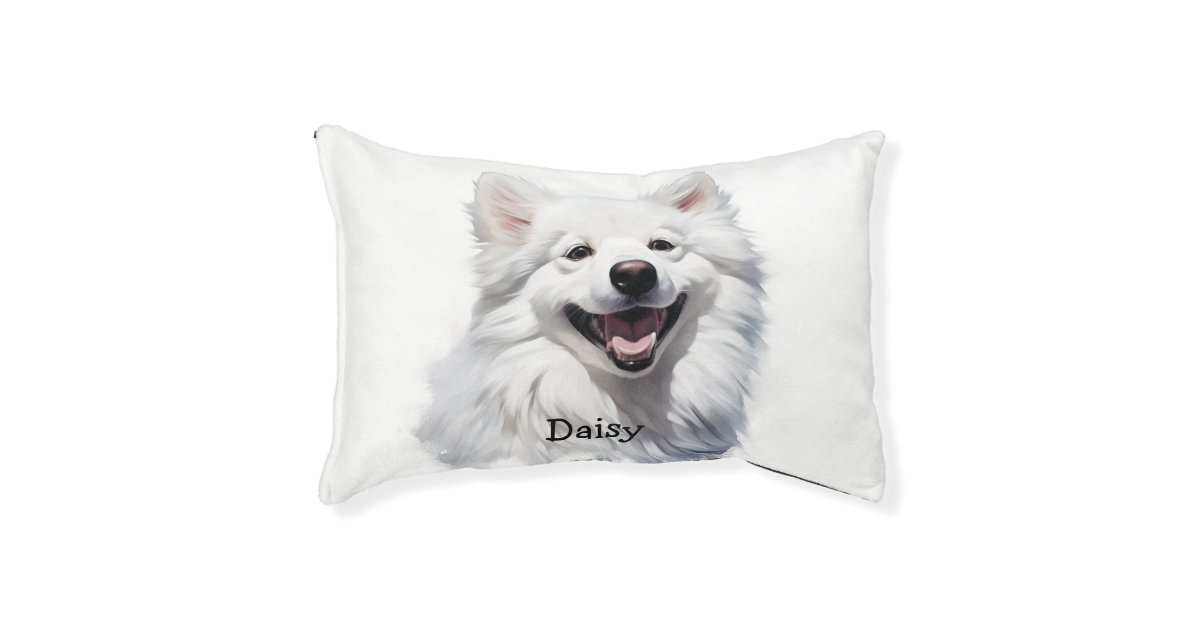 Custom Samoyed Dog Pet Animal Name Pet Bed | Zazzle