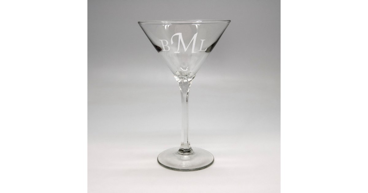 Custom Sand Etched Monogram Martini Glass | Zazzle