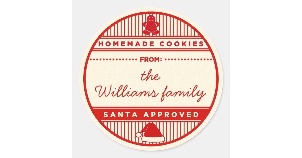 Custom Santa Approved Homemade Cookies Stickers | Zazzle