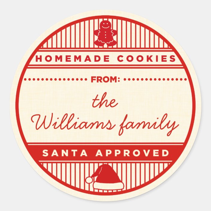 Custom Santa Approved Homemade Cookies Stickers | Zazzle.com