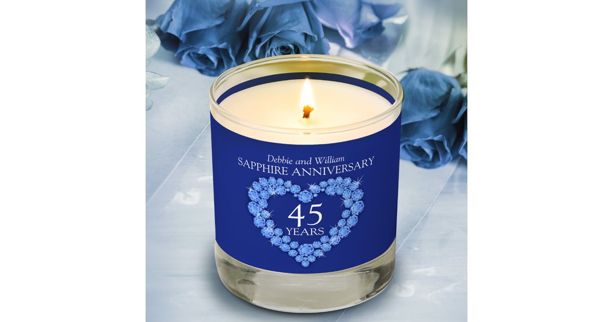 Custom Sapphire heart 45th wedding anniversary Scented Candle | Zazzle