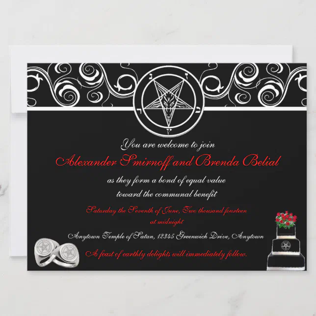 Custom Satanic Wedding Invitations | Zazzle