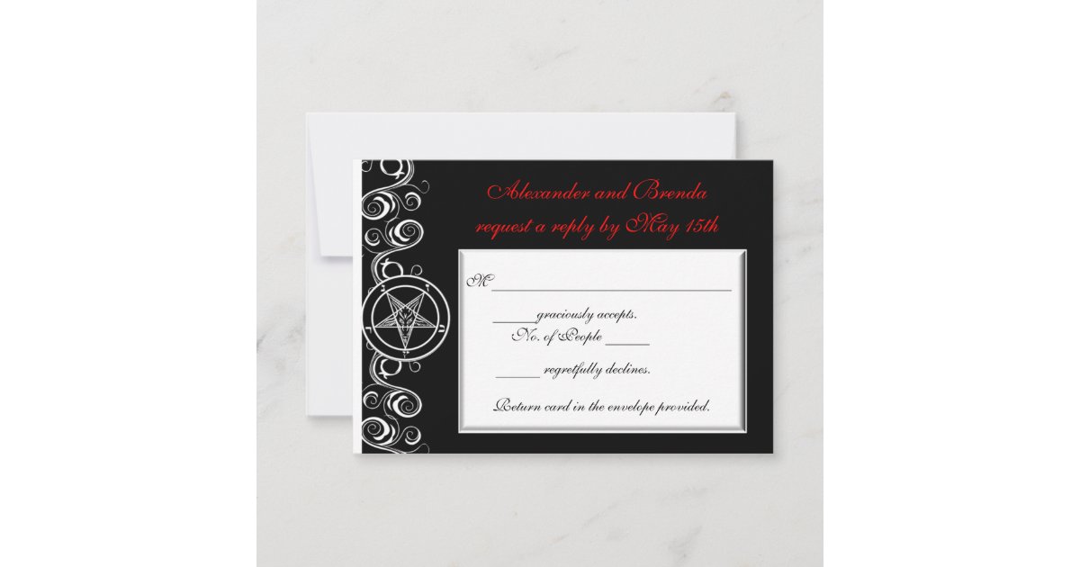 Custom Satanic Wedding Response Cards RSVP | Zazzle