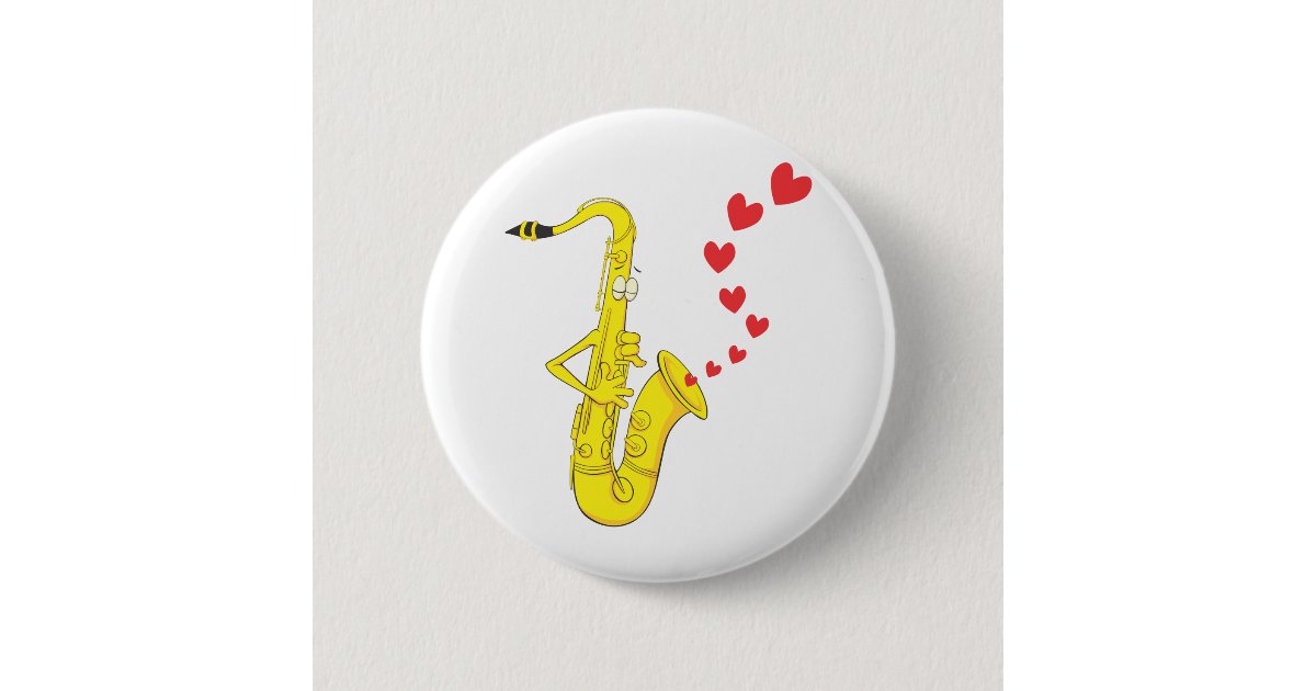Custom Saxophone Serenading Love Button | Zazzle