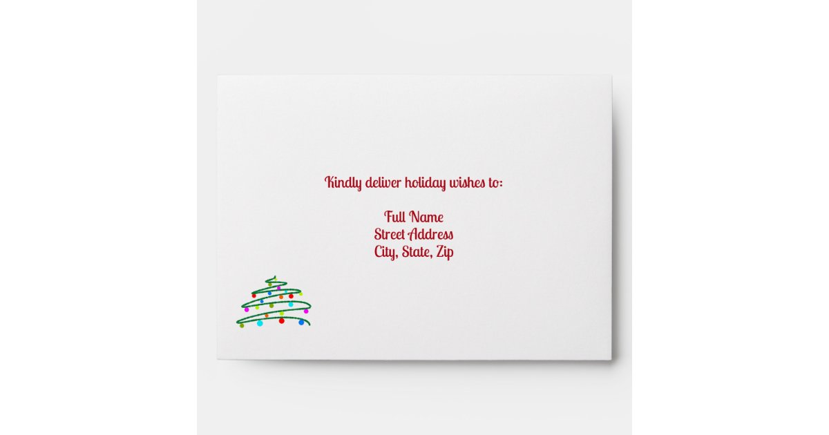 Custom Scarlet Red and Christmas Tree Envelope | Zazzle
